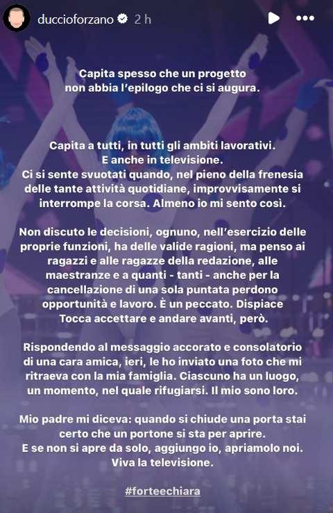 Forte e Chiara chiuso ad un passo dalla fine. Parla il regista